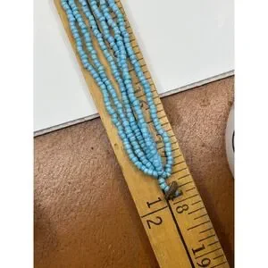 Jewelry | Boho Multi Strand Blue Seed Bead Necklace Coconut Shell ...